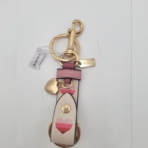 Coach | Accessories | Nwt Coach Trigger Snap Bag Charm Stripe Heart Key ...